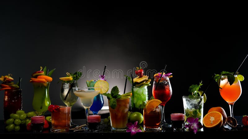 Ready-made Multi-colored Cocktails Stand on the Bar Stock Image - Image ...