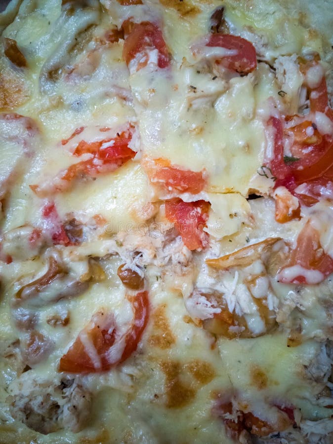 Ready-made Pizza from the Oven with Cheese and Tomato, Close-up Stock ...