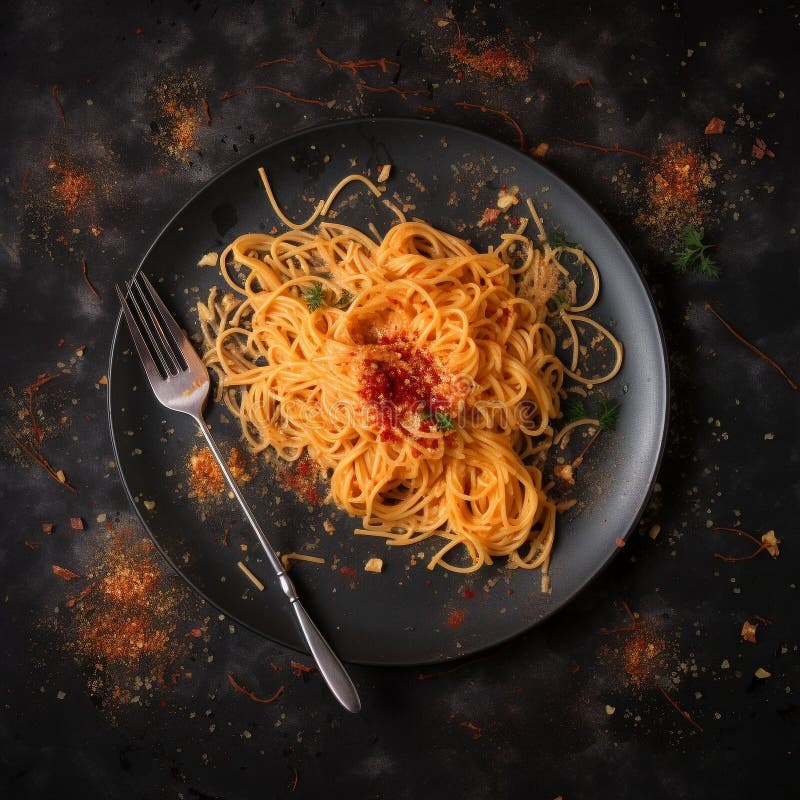 Ready-made Spaghetti on a Plate. View from Above Stock Illustration ...