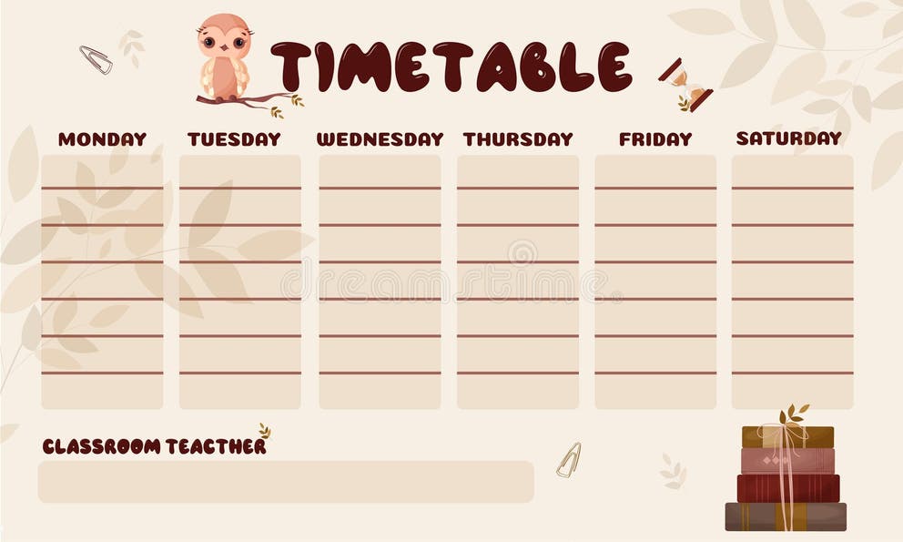 Ready-made Timetable Template for Elementary School. School Week ...