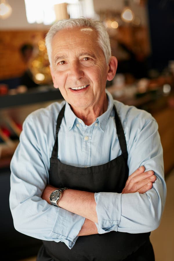 Ready for My First Customer. Portrait of a Senior Man Working in a ...