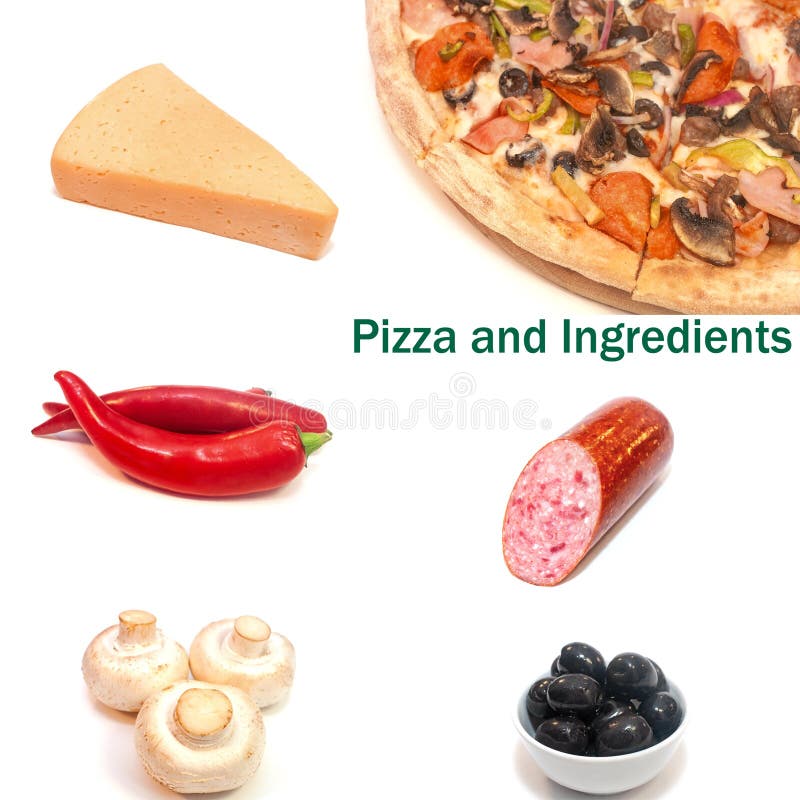 Ready Pizza and Ingredients Set from Which Stock Image - Image of olive ...