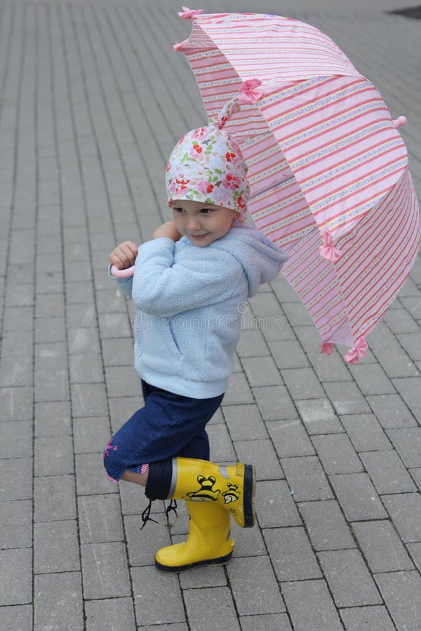 Ready for rain stock image. Image of girl, dress, preschool - 16734699