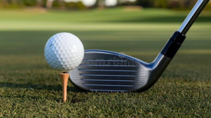 Ready for a Swing Golf Ball on Tee with Iron Close Up Stock ...