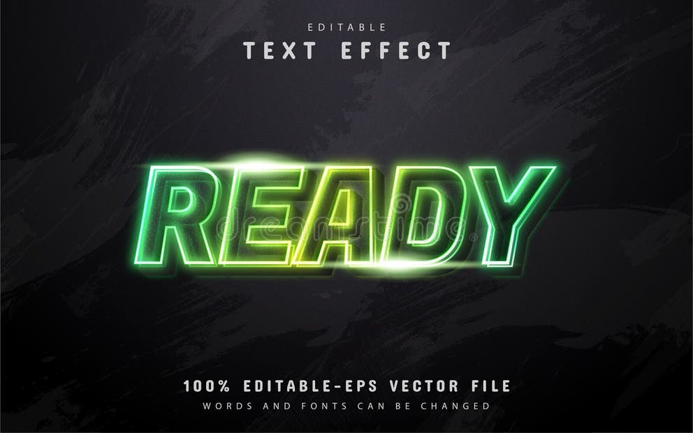 Ready Text, Green Neon Style Text Effect Stock Vector - Illustration of ...