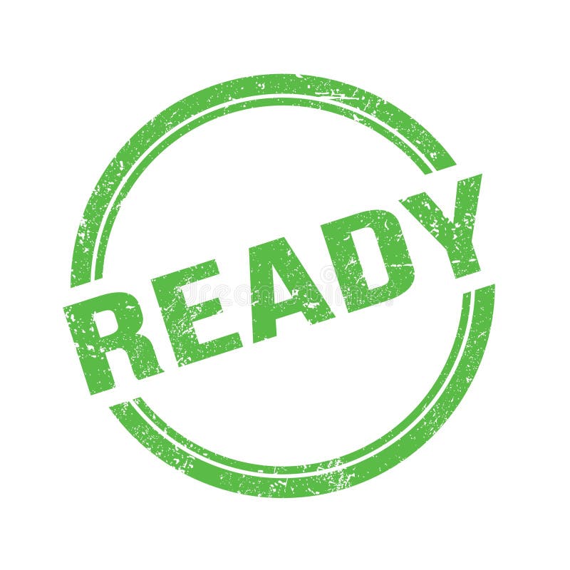 READY Text Written on Green Grungy Round Stamp Stock Illustration ...