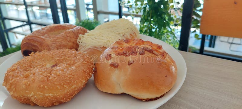 Ready To Breakfast with Breads Available on the Desk Stock Photo ...