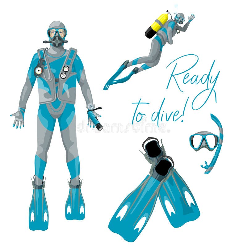 Ready To Dive! Vector Illustration in Cartoon Style Stock Vector ...