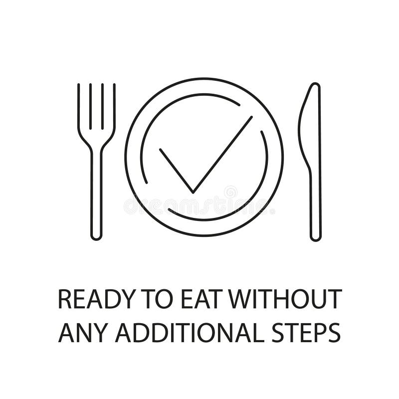 Ready To Eat without Any Additional Steps Vector Line Icon for Marks on ...