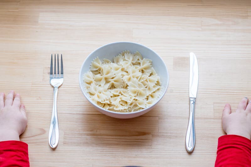 Ready to eat bow-tie pasta stock photo. Image of plate - 65961494