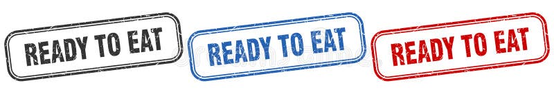 Ready To Eat Square Isolated Sign Set. Ready To Eat Stamp Stock Vector ...