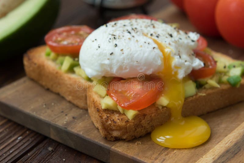Ready To Eat Toast with Poached Egg and Veggies Stock Photo - Image of ...