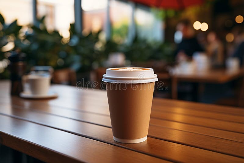 Ready To Go Coffee in a Paper Cup on a Cafe Table Stock Illustration ...