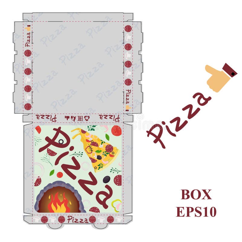 Ready To Print_12_pizza Food Packaging Box Layout Design Stock Vector ...