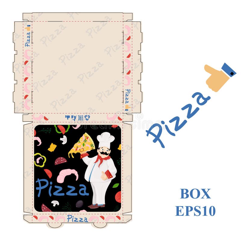 Ready To Print_14_pizza Food Packaging Box Layout Design Stock Vector ...