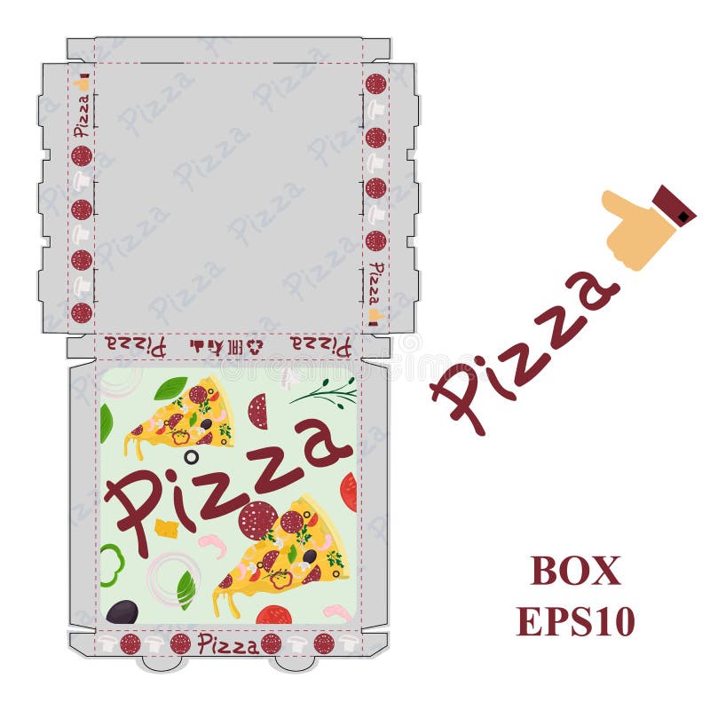Ready To Print_10_pizza Food Packaging Box Layout Design Stock Vector ...