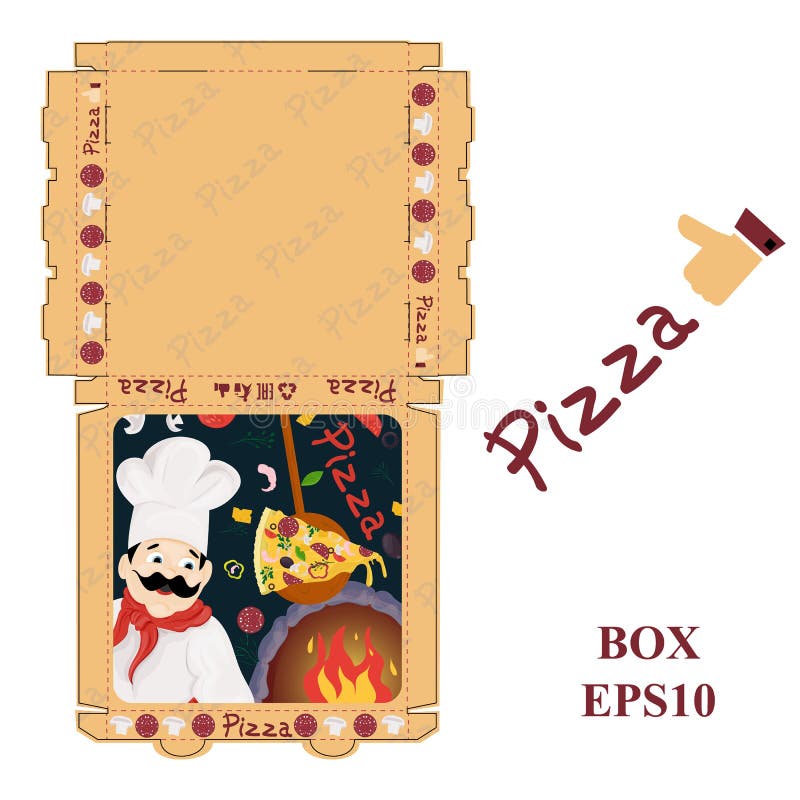 Ready To Print_19_pizza Food Packaging Box Layout Design Stock Vector ...