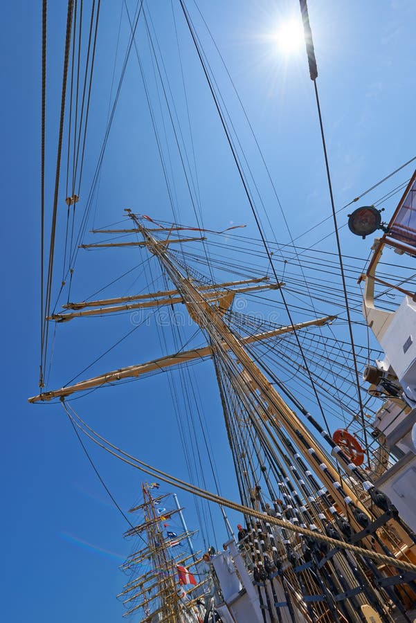 Ready To Sail. the Mast and Rigging of a Intricate Nautical Vessel ...