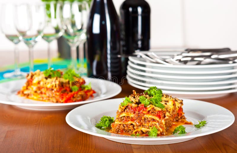 Ready to serve lasagne stock photo. Image of cheese, herb - 18737344