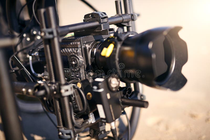 Ready To Shoot. Closeup of a State of the Art Video Camera Placed on ...