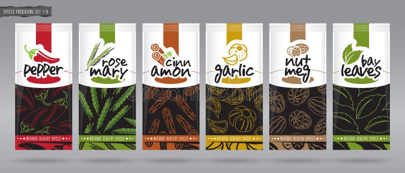 Spice packaging set stock vector. Illustration of brown - 102218855