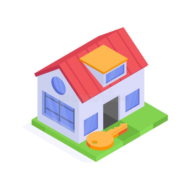 Ready To Use Isometric Icon of House Key in Modern Style Stock Vector ...