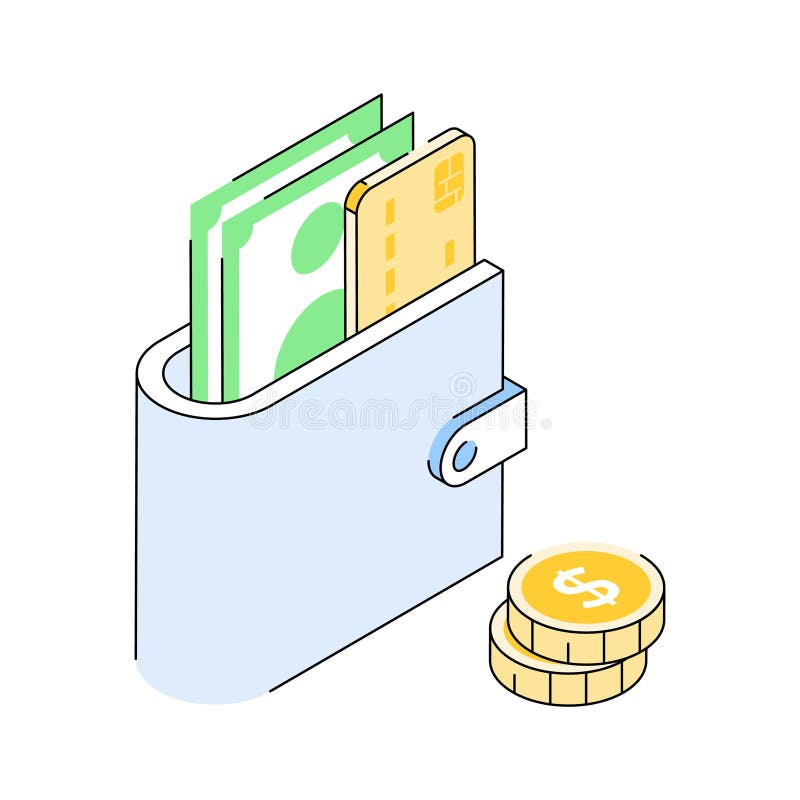Ready To Use Isometric Icon Showing Money Wallet Stock Illustration ...
