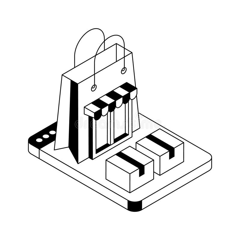 Ready To Use Isometric Outline Icon Showing Website Purchase Service ...