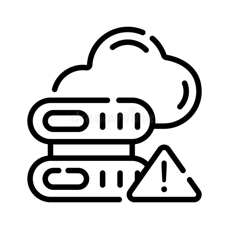 Ready To Use Line Style Icon of Server Cloud Warning Stock Illustration ...