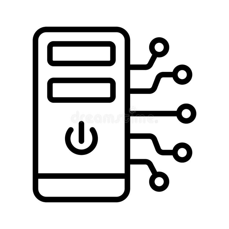 Ready To Use Linear Icon of Computer Cpu Stock Illustration ...