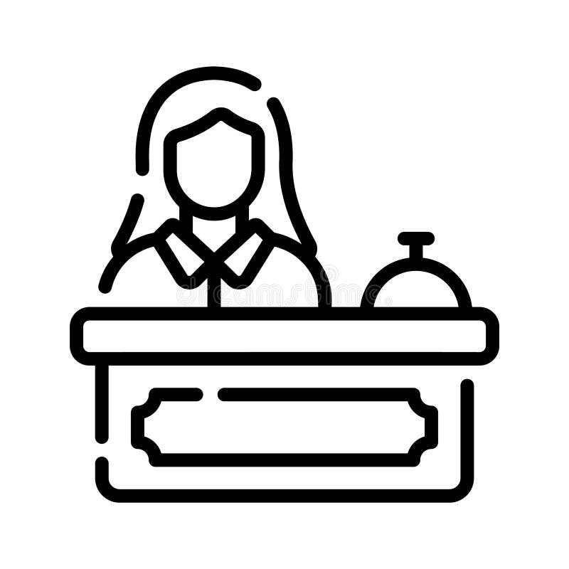 Ready To Use Linear Style Icon of Receptionist with Desk Stock ...