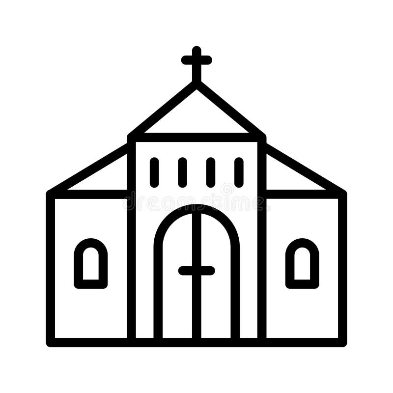 Ready To Use Outline Style Icon of Church Building Stock Vector ...