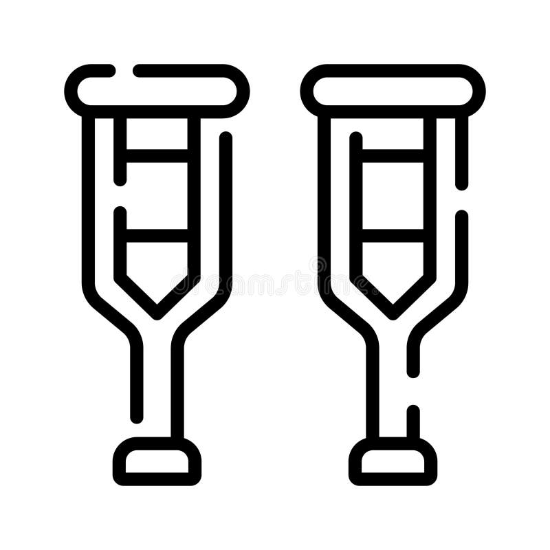 Ready To Use Outline Style Icon of Crutches Walking Aid Stock Vector ...