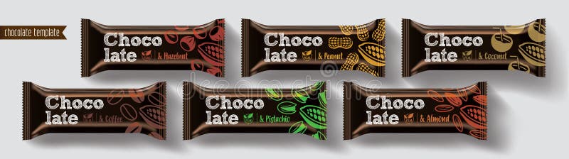 Chocolate Bar Vector Packaging Design. Nuts Chocolate Set. Stock Vector ...