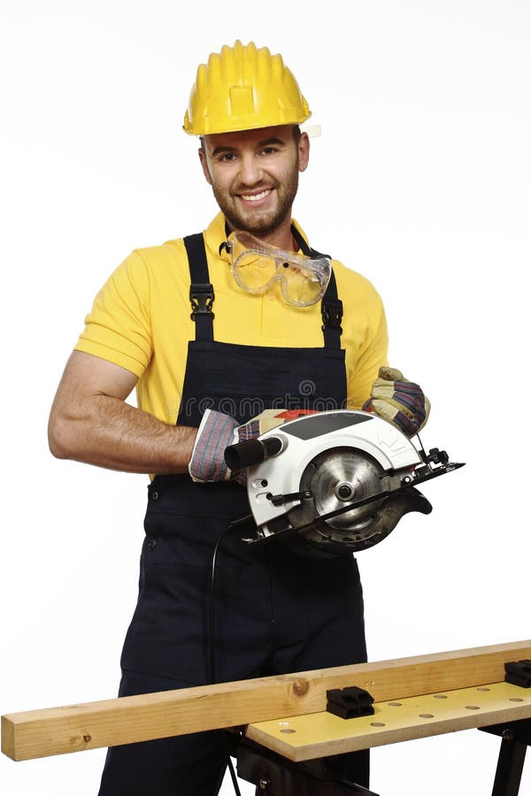Handyman ready for work stock image. Image of builder - 13858985