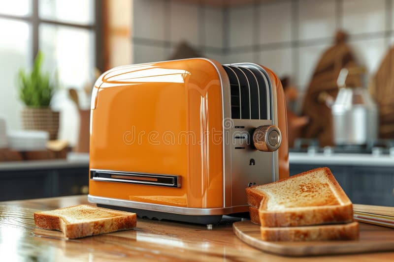 Ready-toasted Bread Slices Next To a Vibrant Bread Toaster in a Bright ...