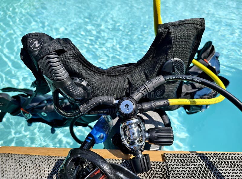 The Ready for Use Scuba Divers Gear is on the Pool Edge Stock Image ...