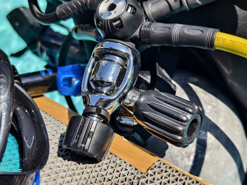 The Ready for Use Scuba Divers Gear is on the Pool Edge Stock Photo ...