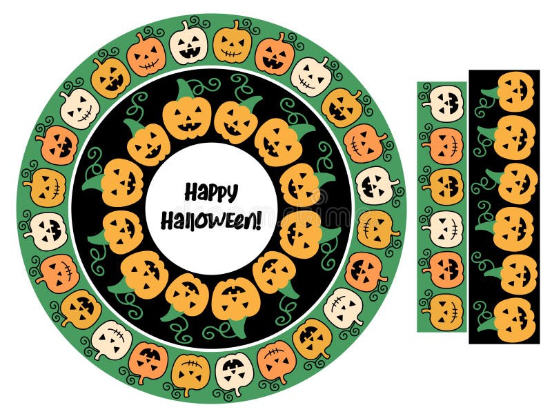 Halloween Vector Set of Frames Vector Pattern Brushes with Pumpkins ...