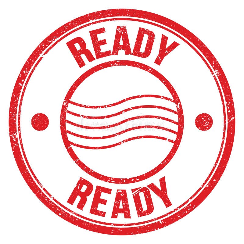READY Text Written on Red Round Postal Stamp Sign Stock Illustration ...