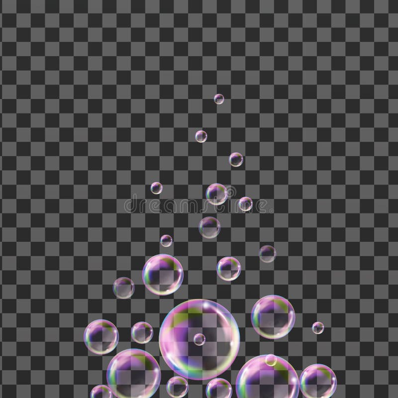 Flying Transparent Soap Bubbles on Checkered Background. Stock Vector ...