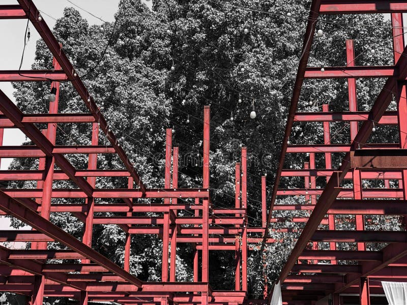 Red structure stock image. Image of beam, thailand, northern - 171182339