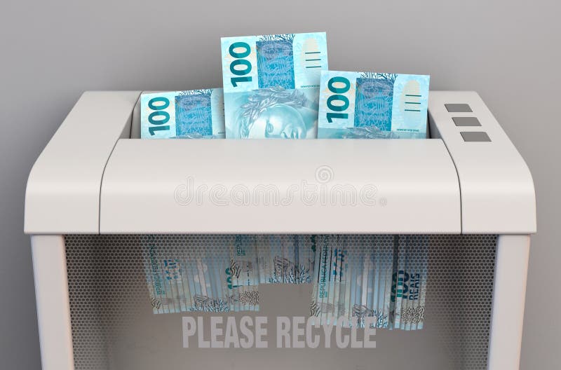 Real Banknotes in Shredder stock illustration. Illustration of concept ...
