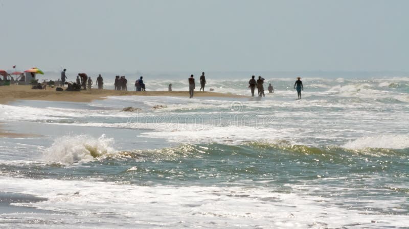Real Beach People Silhouette in Summer - Blurred Scene Stock Photo ...