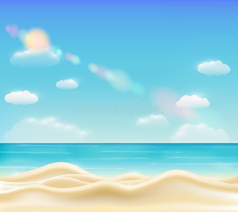 Real Beautiful Bright Sea Sand Beach Vector Stock Vector - Illustration ...