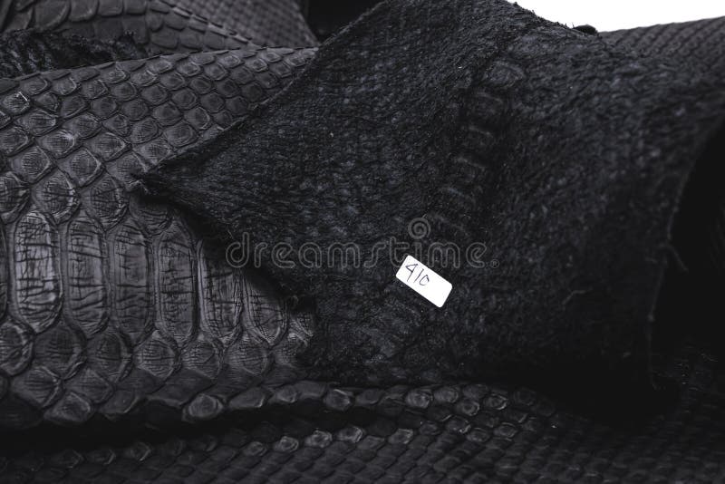 Real Black Snakeskin Python Leather. Stock Image - Image of closeup ...