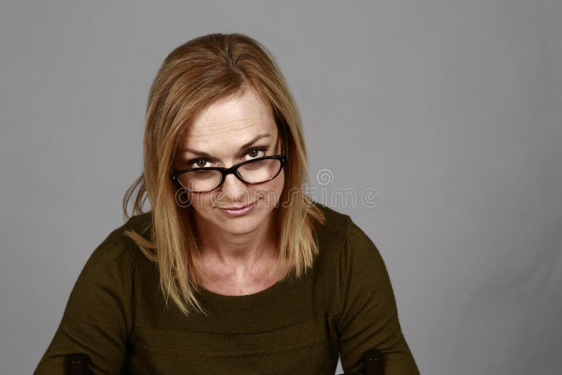 Real Blonde Woman with Glasses Stock Image - Image of people, real ...