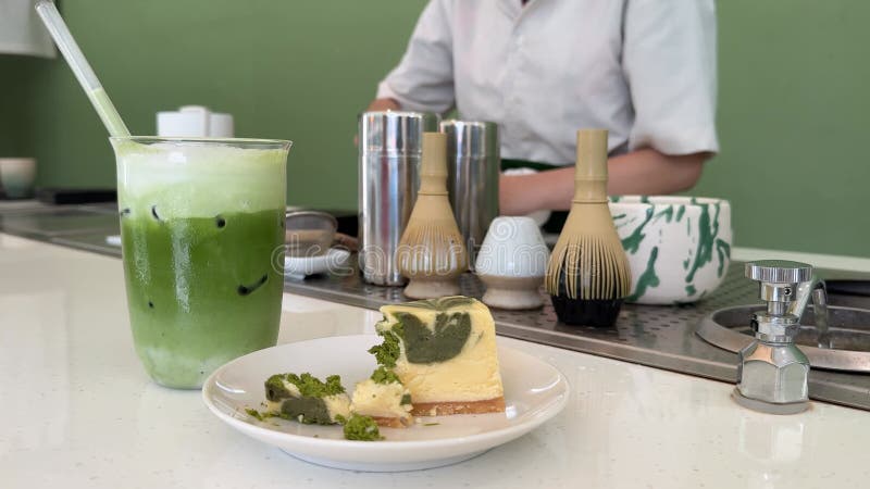 Real Bright Green Matcha Latte Making Process from Start To Finish Step ...