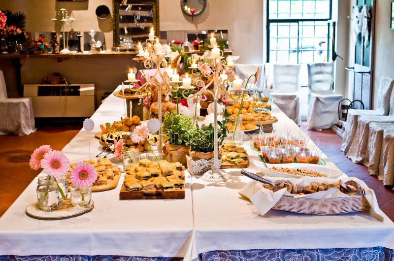 Real Buffet Tables Ready for an Aperitif or Appetizer Stock Photo ...