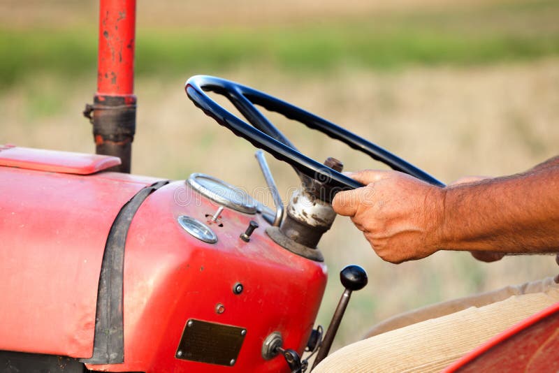 Real Combine Operator Driving Tractor Stock Photo - Image of field ...